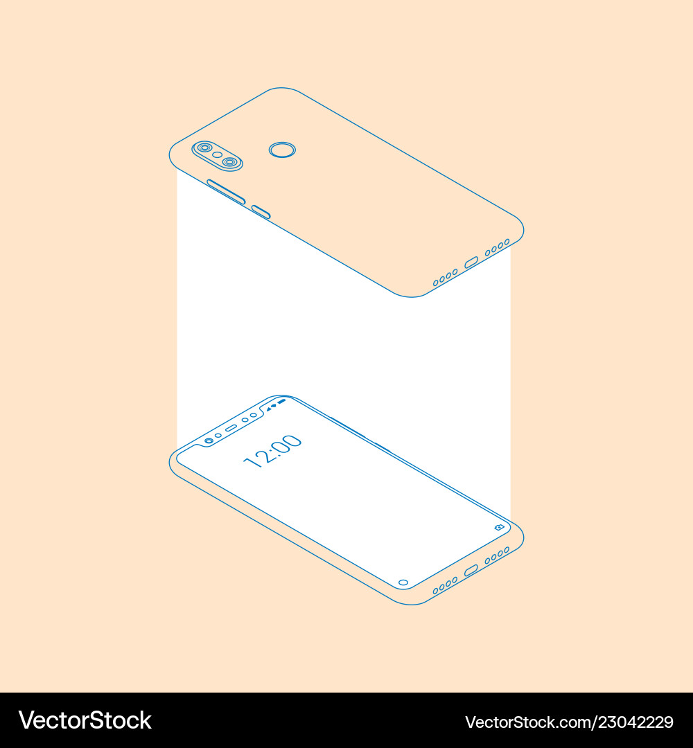 Realistic flat outline modern two smart phone Vector Image