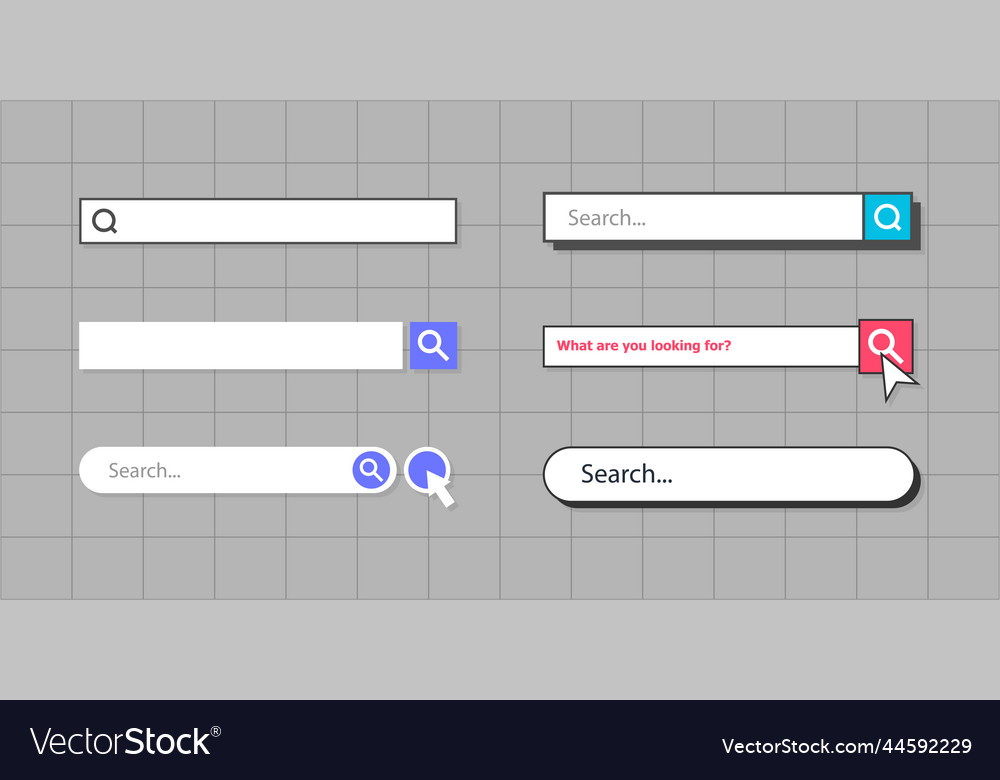 Set of web browser internet search bar engine Vector Image