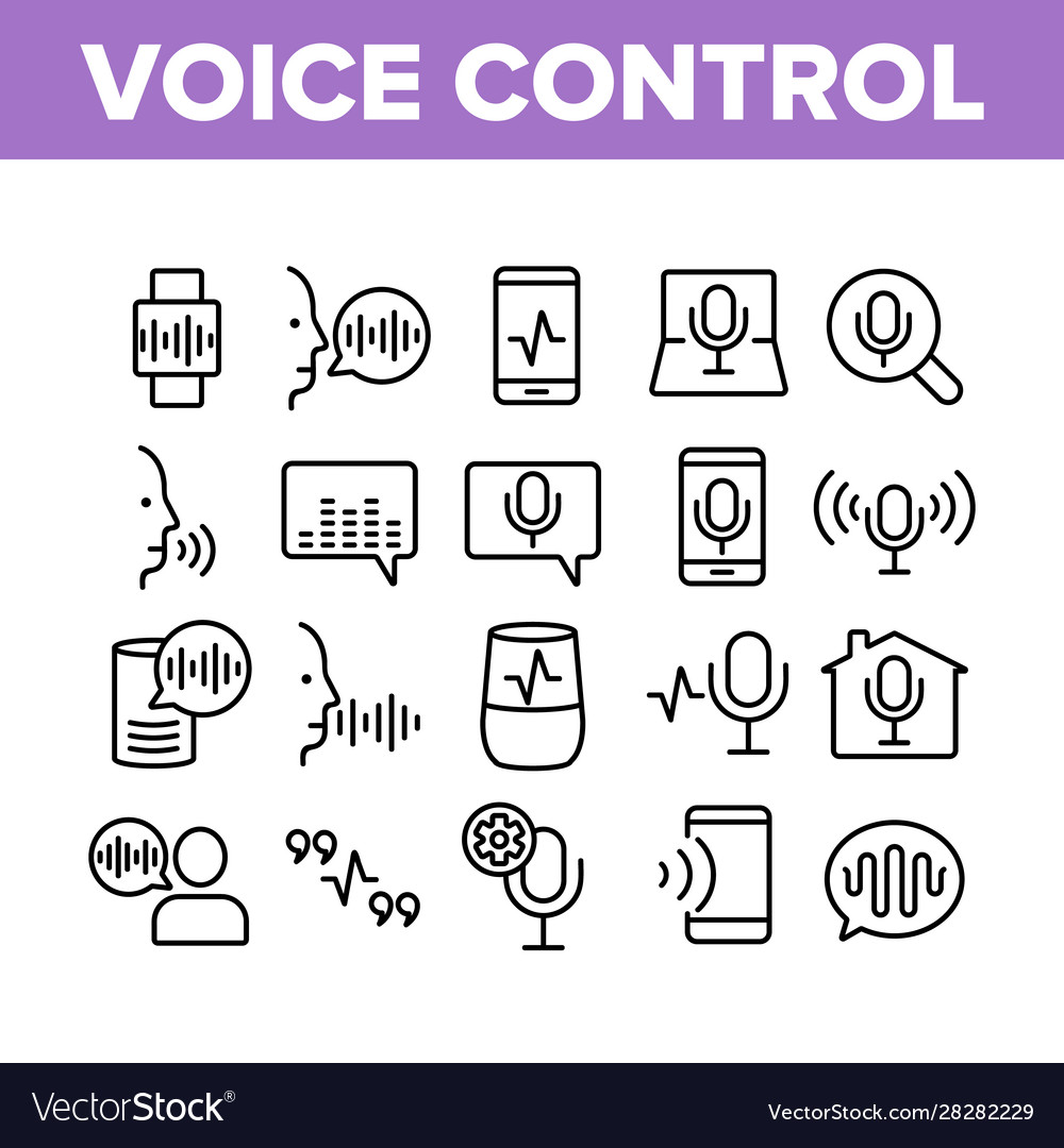 Voice Control Command Collection Icons Set Vector Image