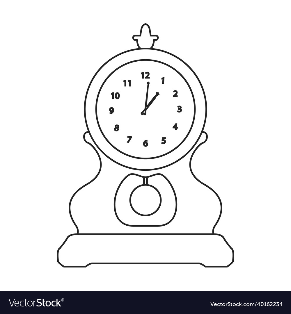 Antique clock isolated outline icon Royalty Free Vector Antique clock isolated outline icon Royalty Free Vector