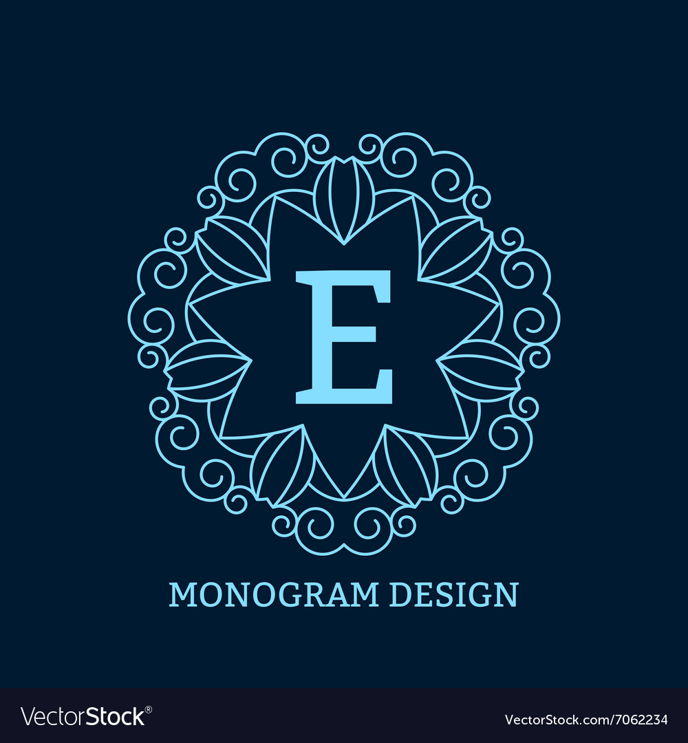 Linear blue monogram Royalty Free Vector Image