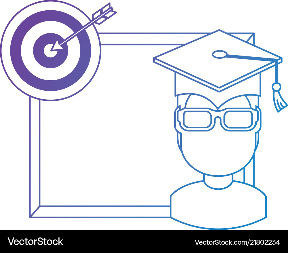 Student graduated with chalkboard and target Vector Image
