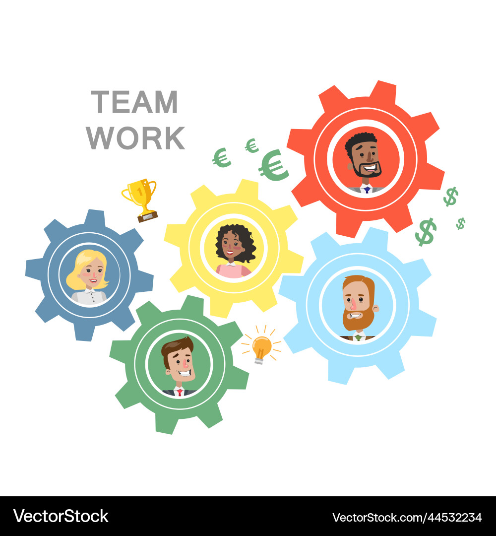 Team work system Royalty Free Vector Image - VectorStock