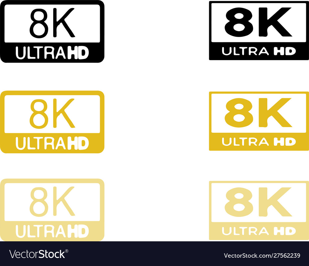 8k ultra hd icon isolated on white background Vector Image 8k ultra hd icon isolated on white background Vector Image