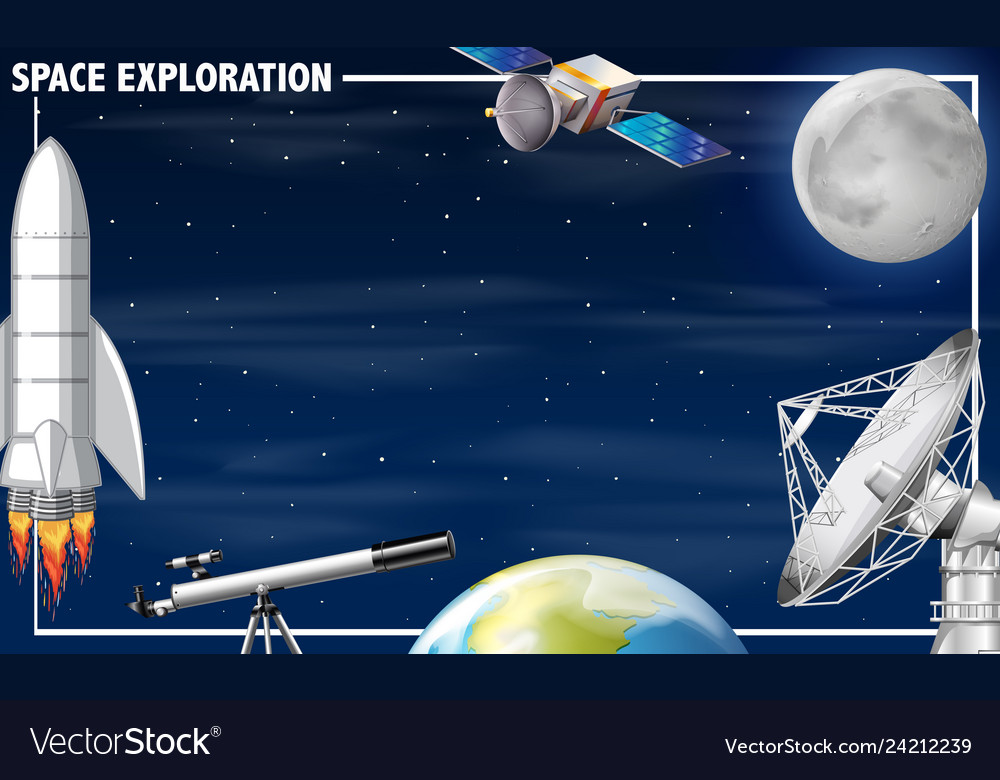 A space exploration border Royalty Free Vector Image
