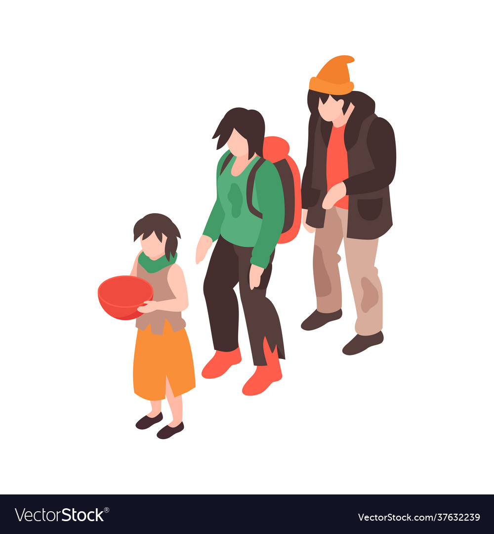 Needy people queue composition Royalty Free Vector Image