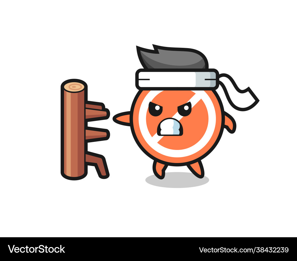 Stop sign cartoon as a karate fighter Royalty Free Vector