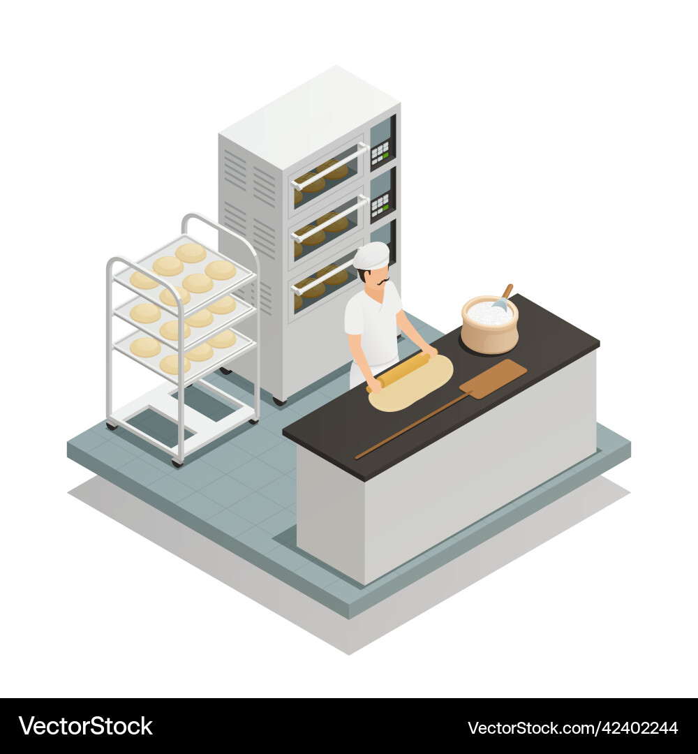 Bakery isometric composition Royalty Free Vector Image