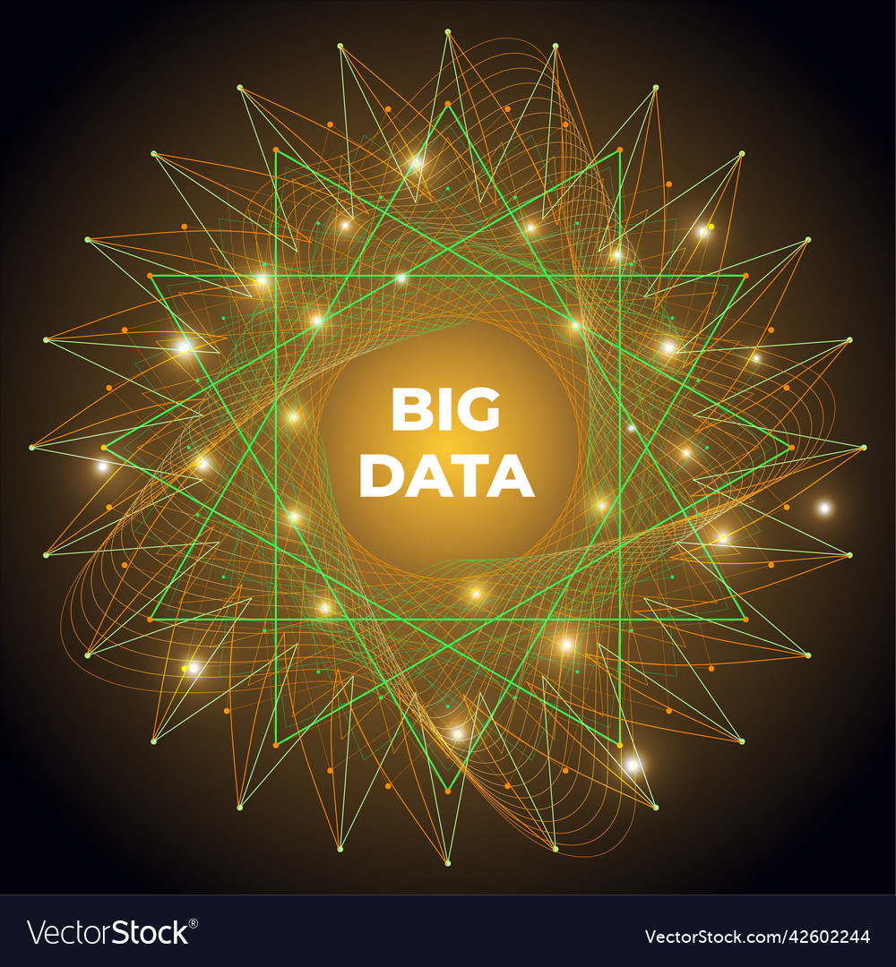 Big Data Visualization Background Gold Colorful Vector Image