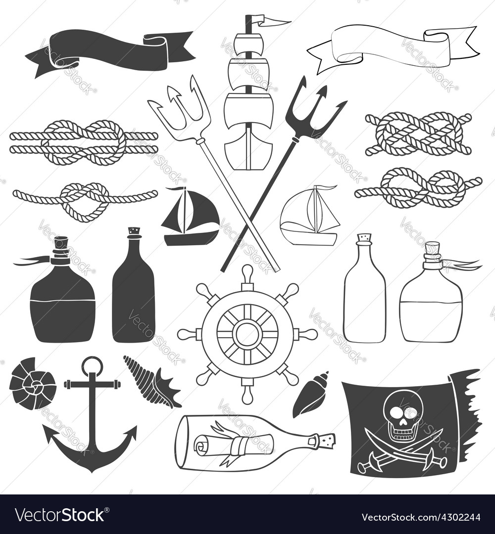 Nautical and sea elements Royalty Free Vector Image