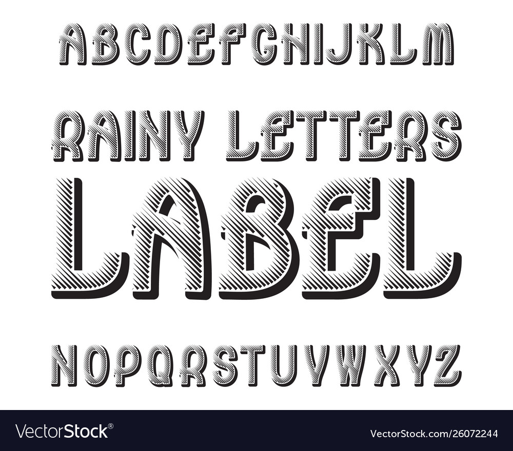 Rainy letters label typeface black contrasting Vector Image Rainy letters label typeface black contrasting Vector Image