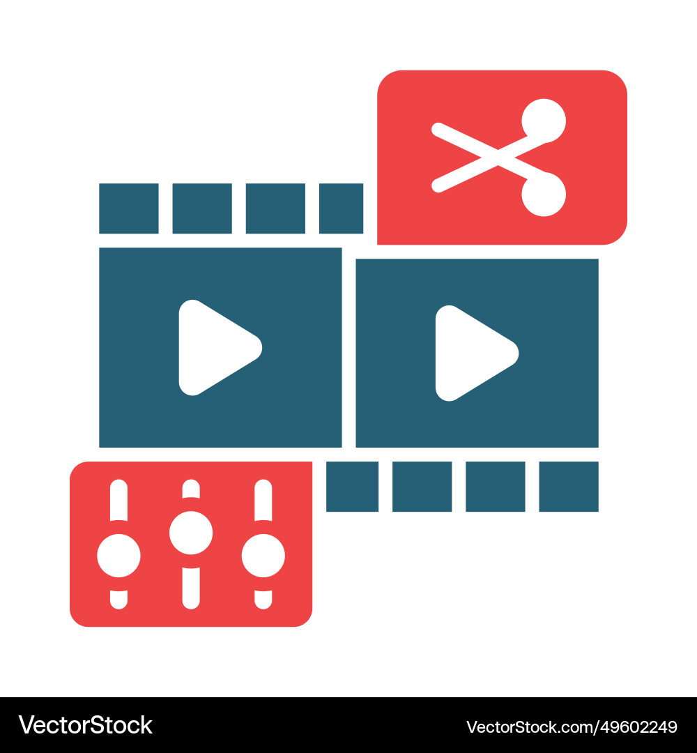 Video editing glyph two color icons for personal Vector Image