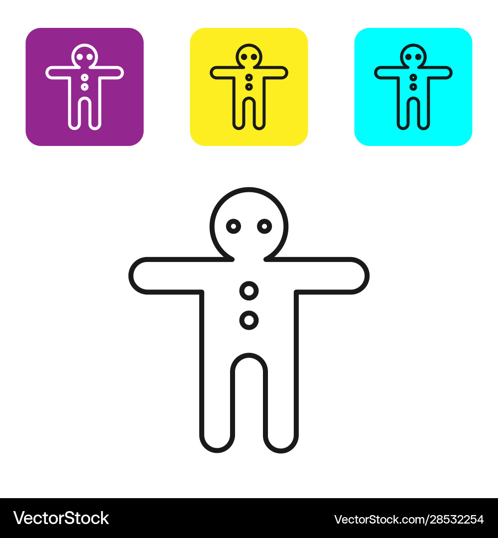 Black line holiday gingerbread man cookie icon Vector Image