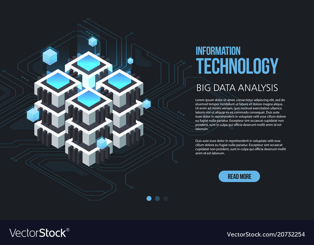 Concept of big data processing isometric data Vector Image