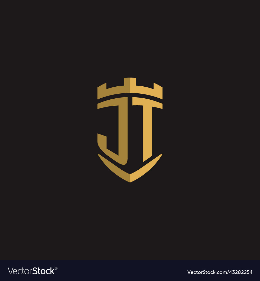 Initials jt logo monogram with shield style design