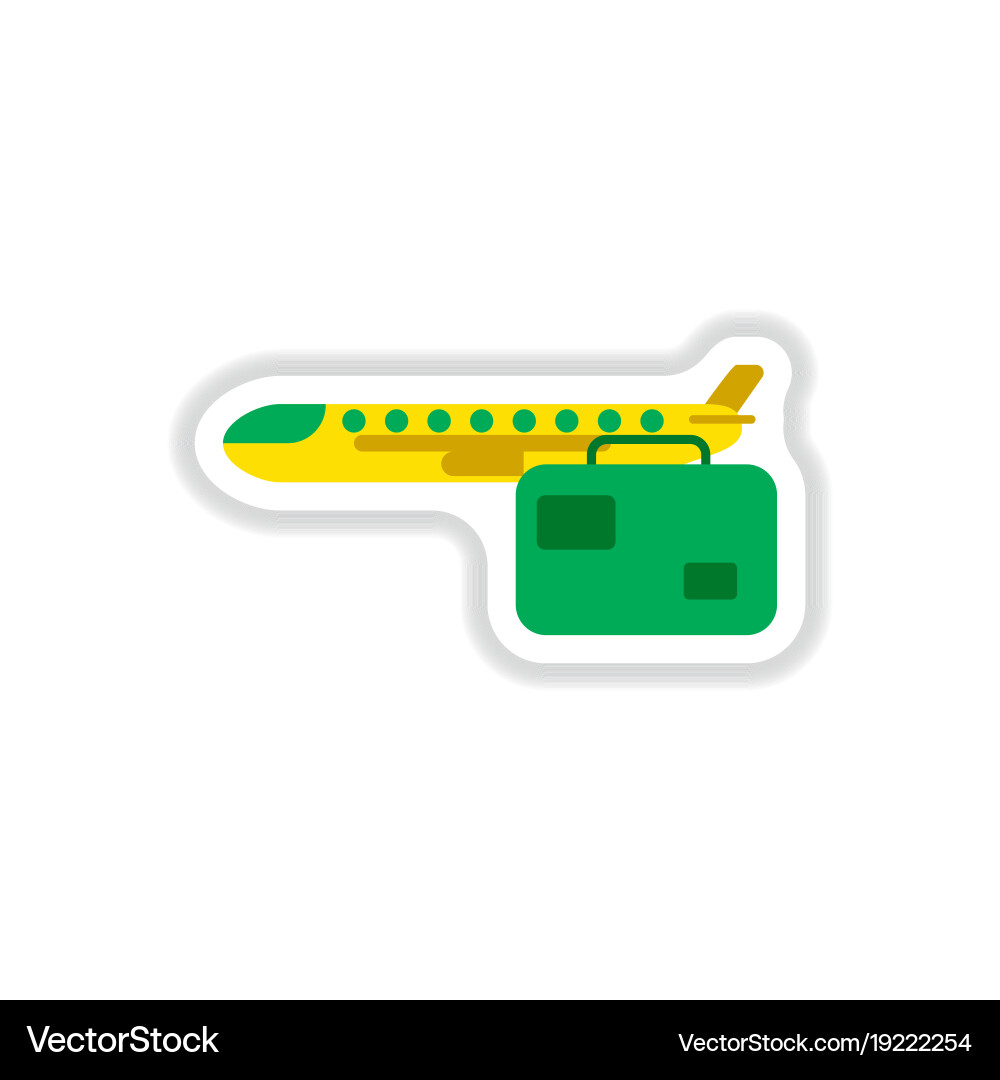 Paper sticker on white background aircraft Vector Image