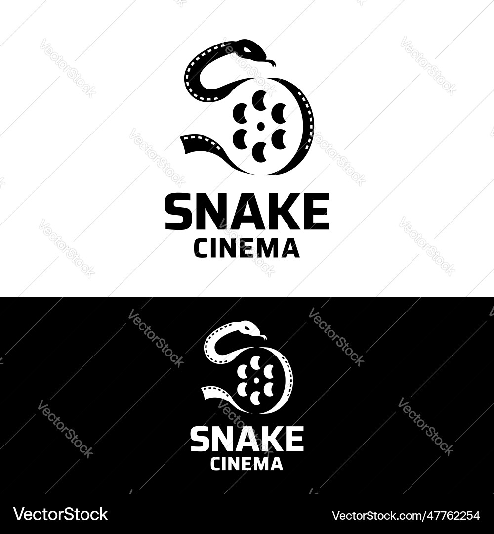 Snake with camera reel stripes in simple black Vector Image
