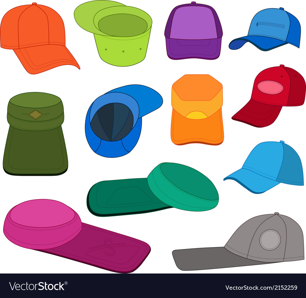 Cap template colored set Royalty Free Vector Image