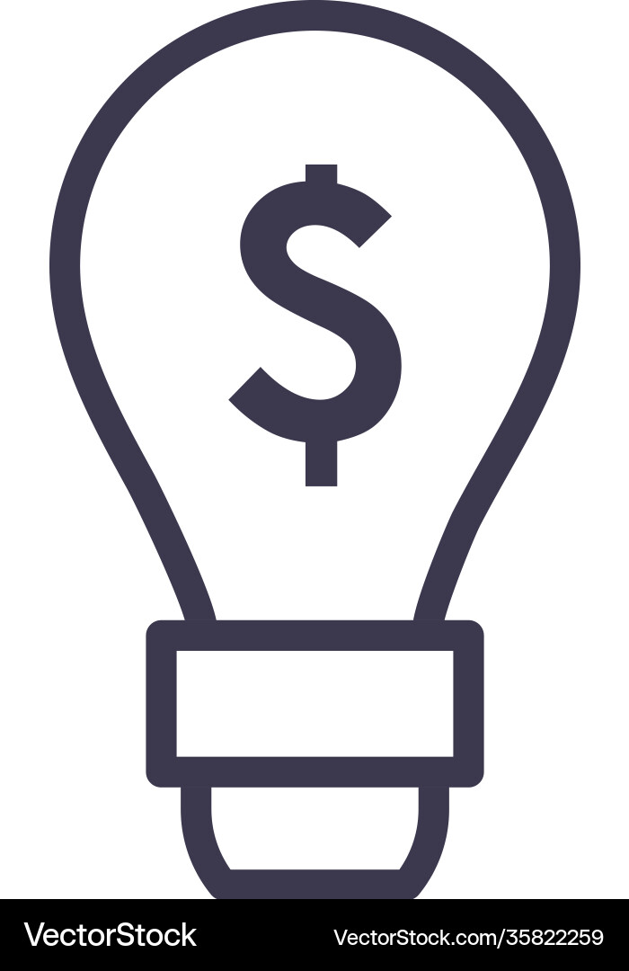 Dollar inside light bulb line style icon Vector Image