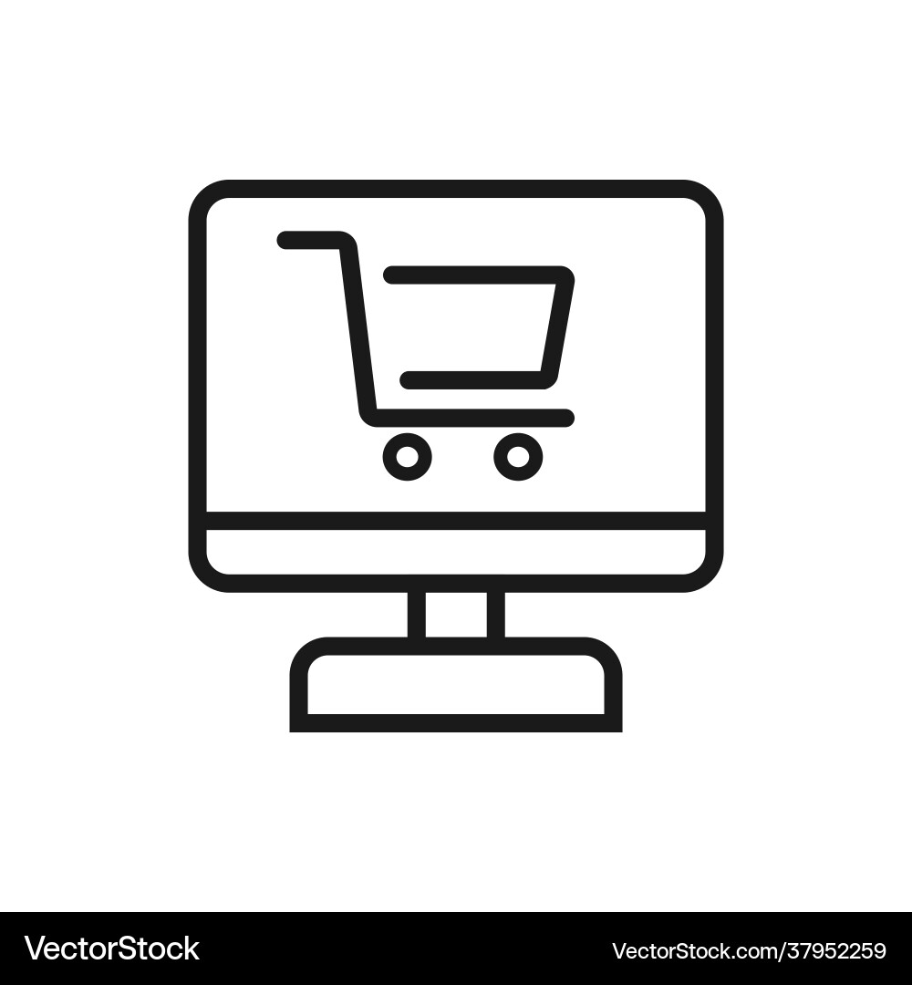 Purchase at online store through computer icon Vector Image