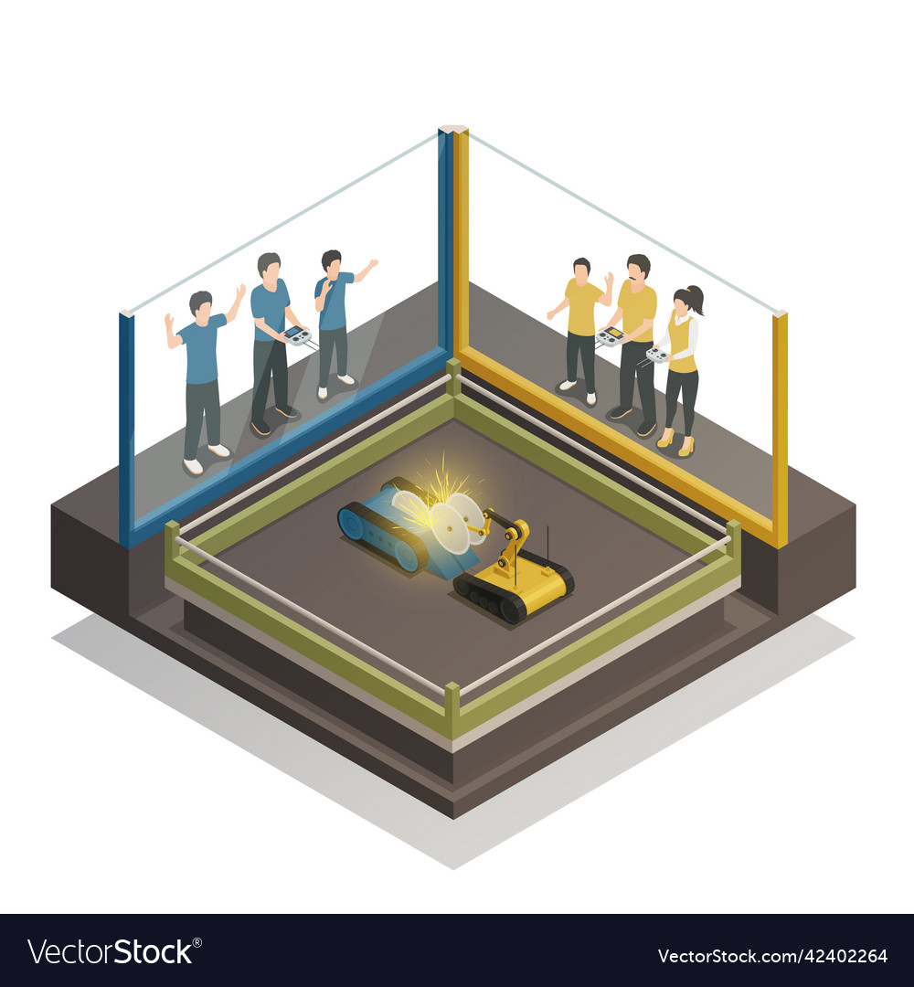 Controlled robots isometric design concept Vector Image