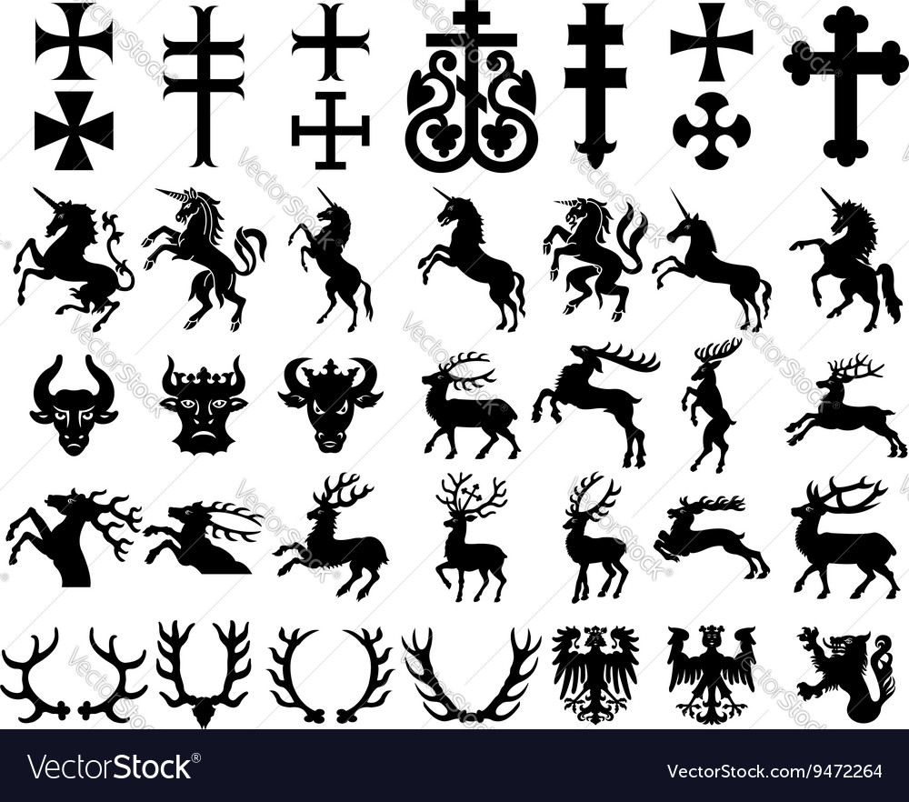 Heraldic elements set Royalty Free Vector Image