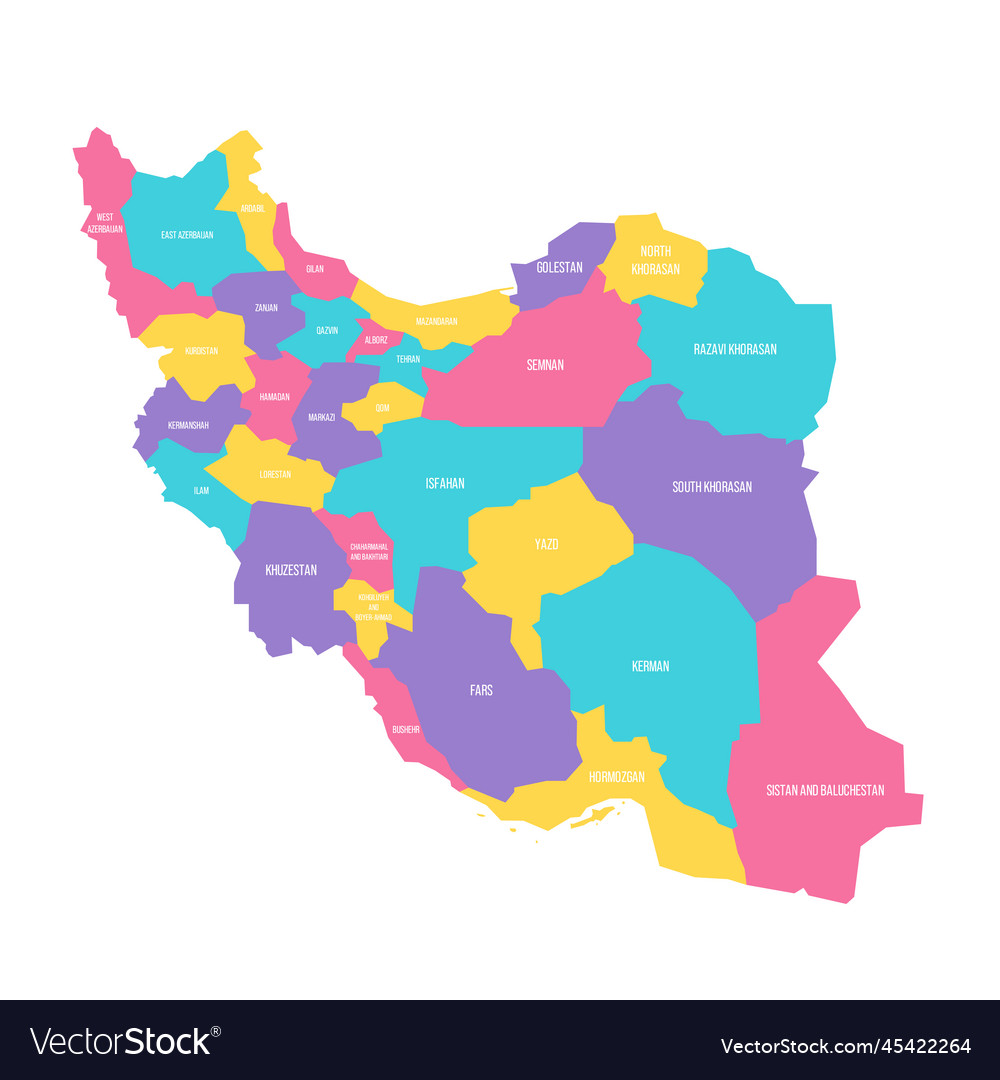 Iran political map of administrative divisions Vector Image