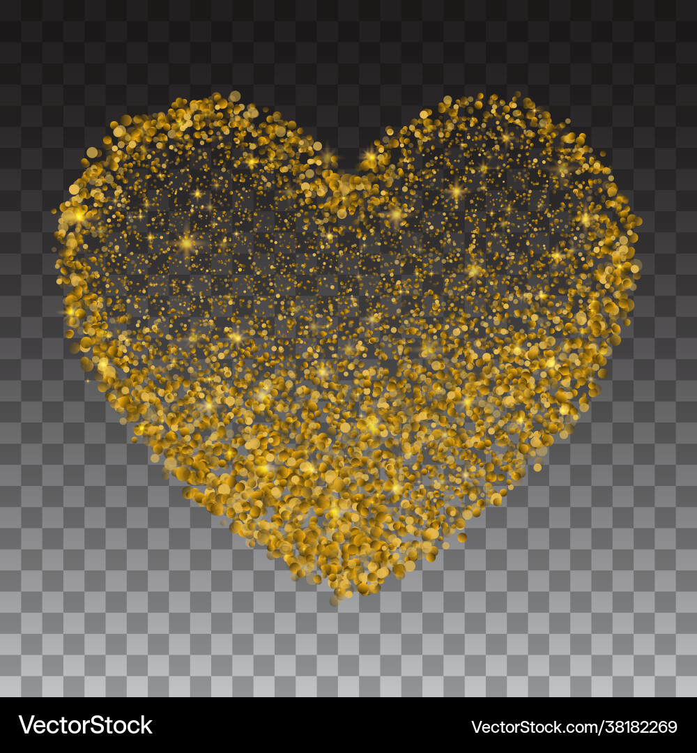 Gold glittering heart with sparkles Royalty Free Vector