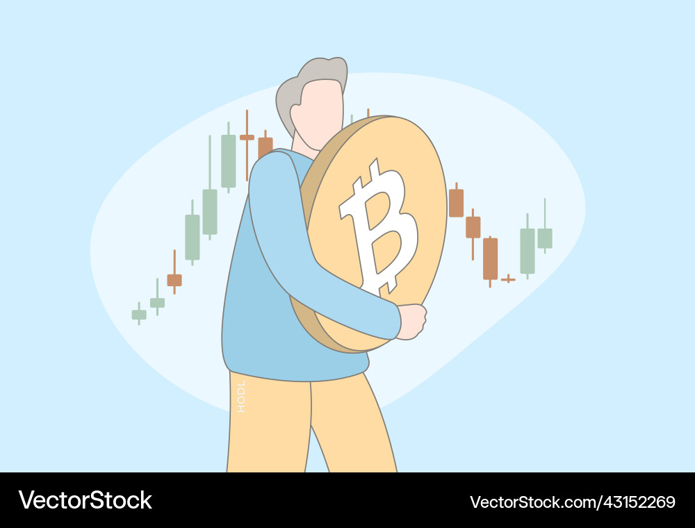 Hold or hodl your bitcoin cryptocurrency concept Vector Image