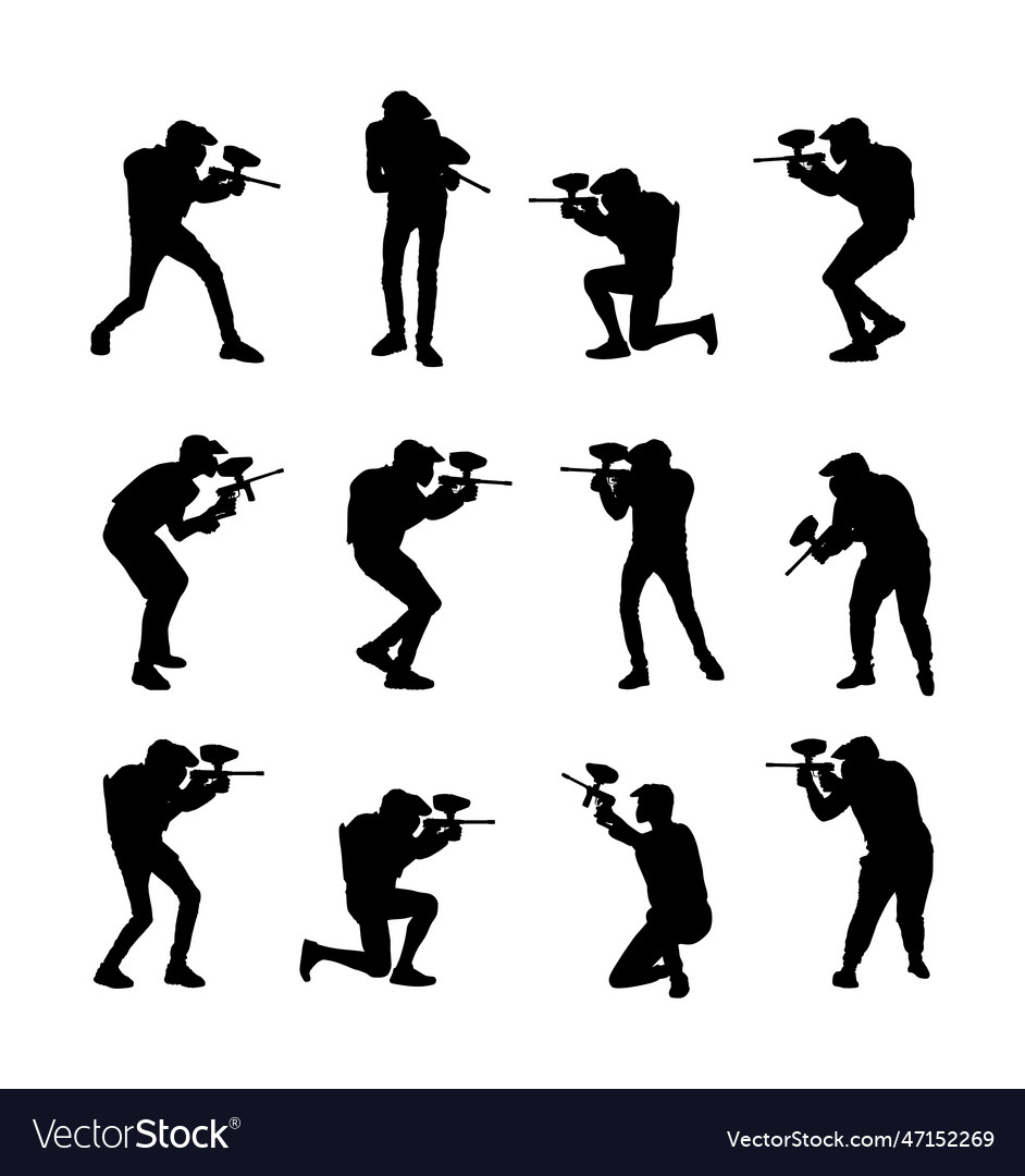 Paintball player silhouette isolated Royalty Free Vector Paintball player silhouette isolated Royalty Free Vector