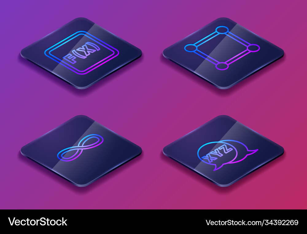 Set isometric line equation solution function Vector Image
