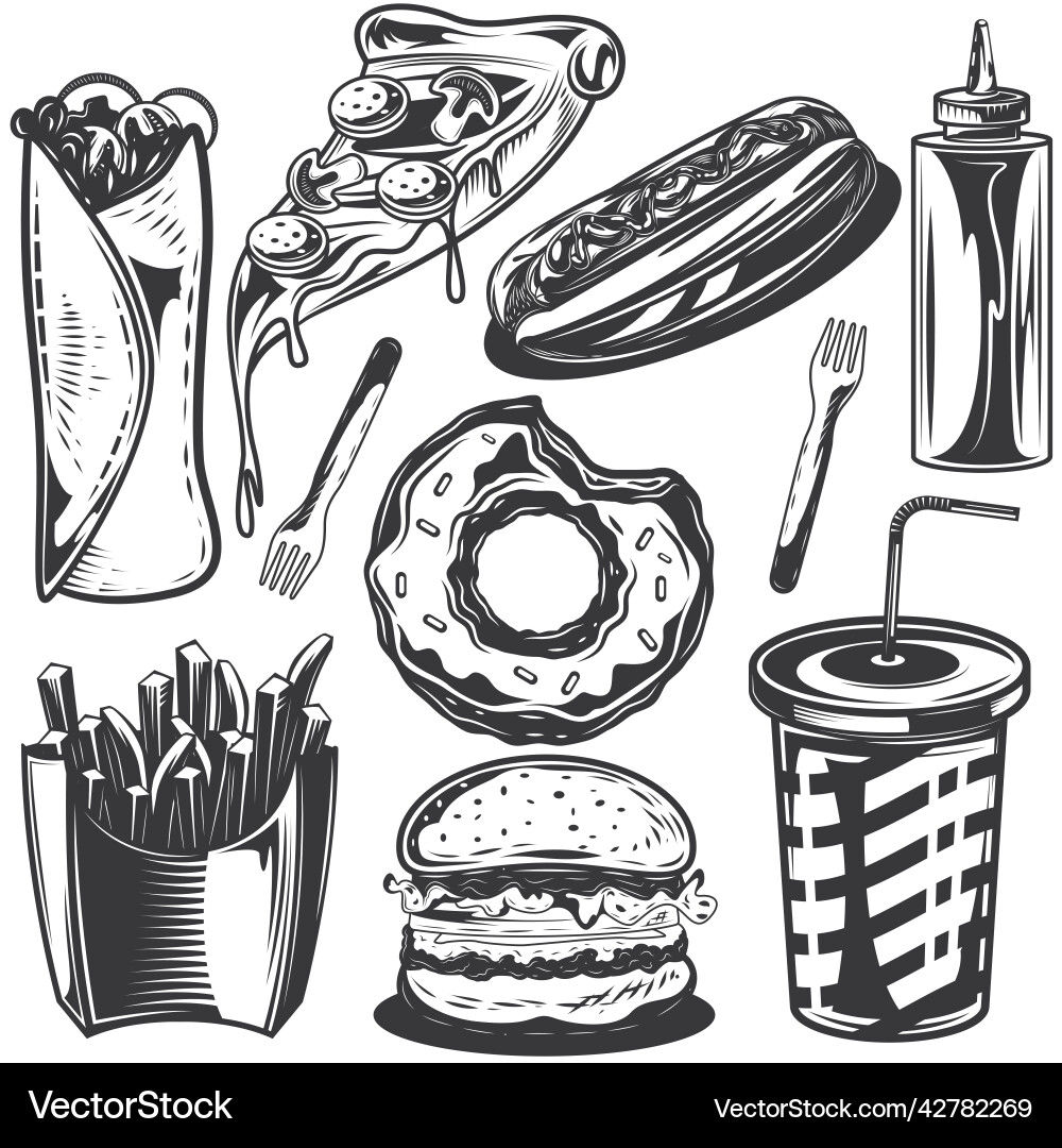 Set of different food elements for creating your Vector Image