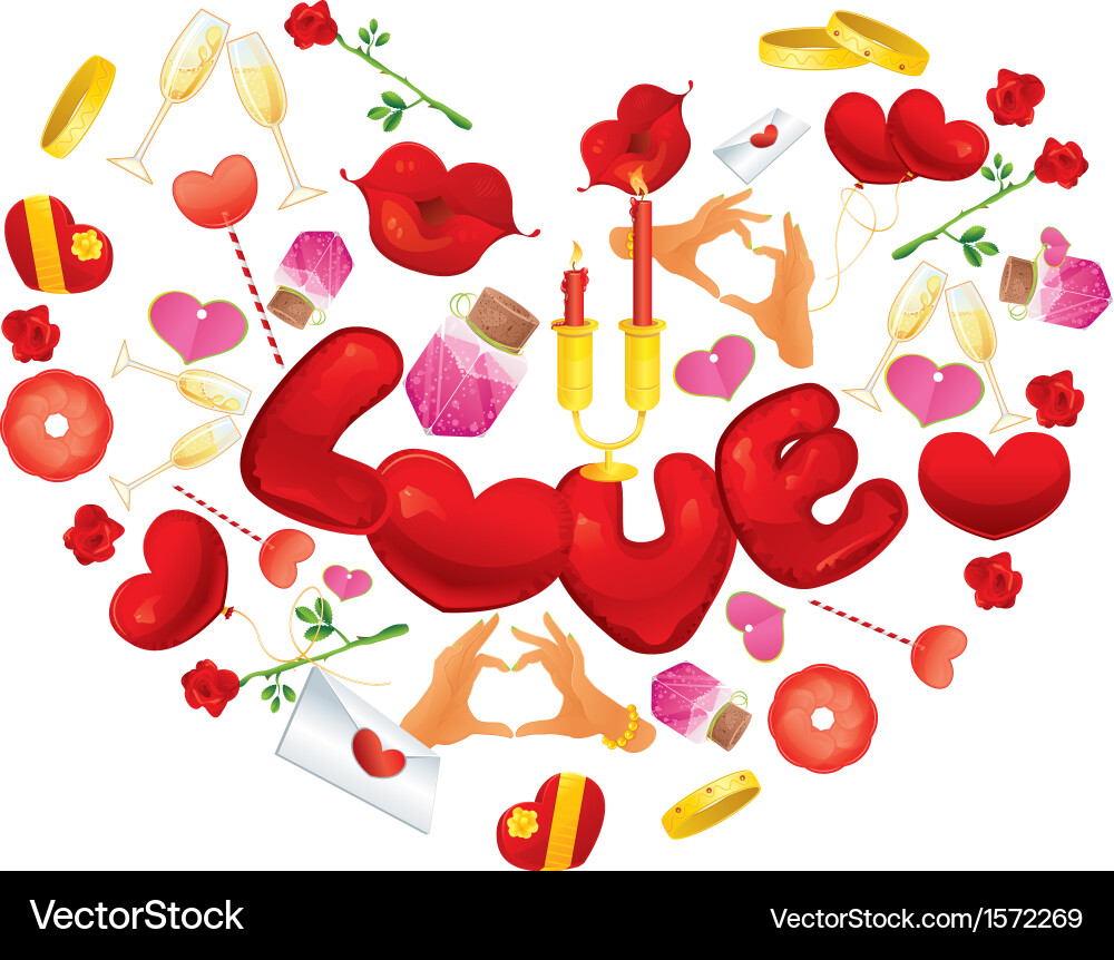 Valentines day objects Royalty Free Vector Image