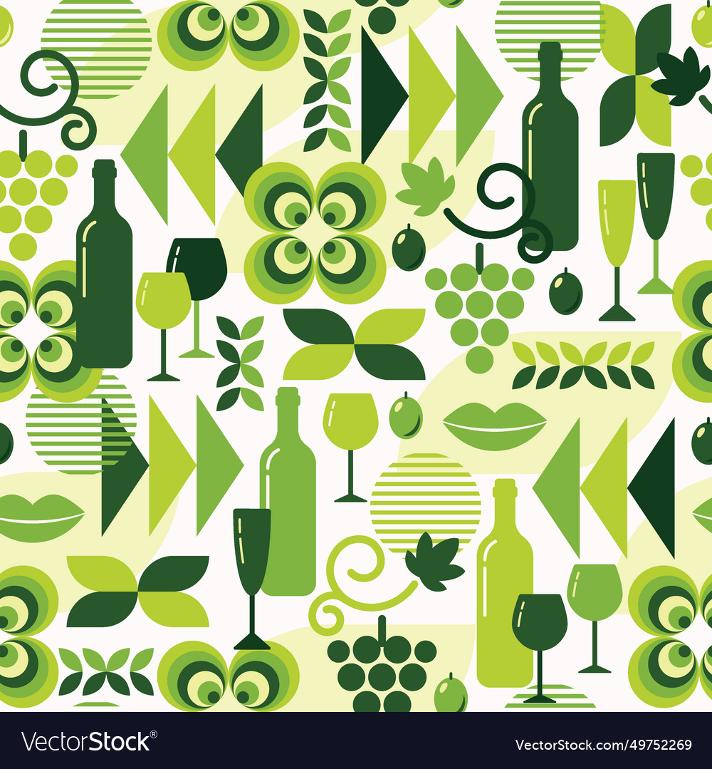 White wine theme pattern with geometric elements Vector Image