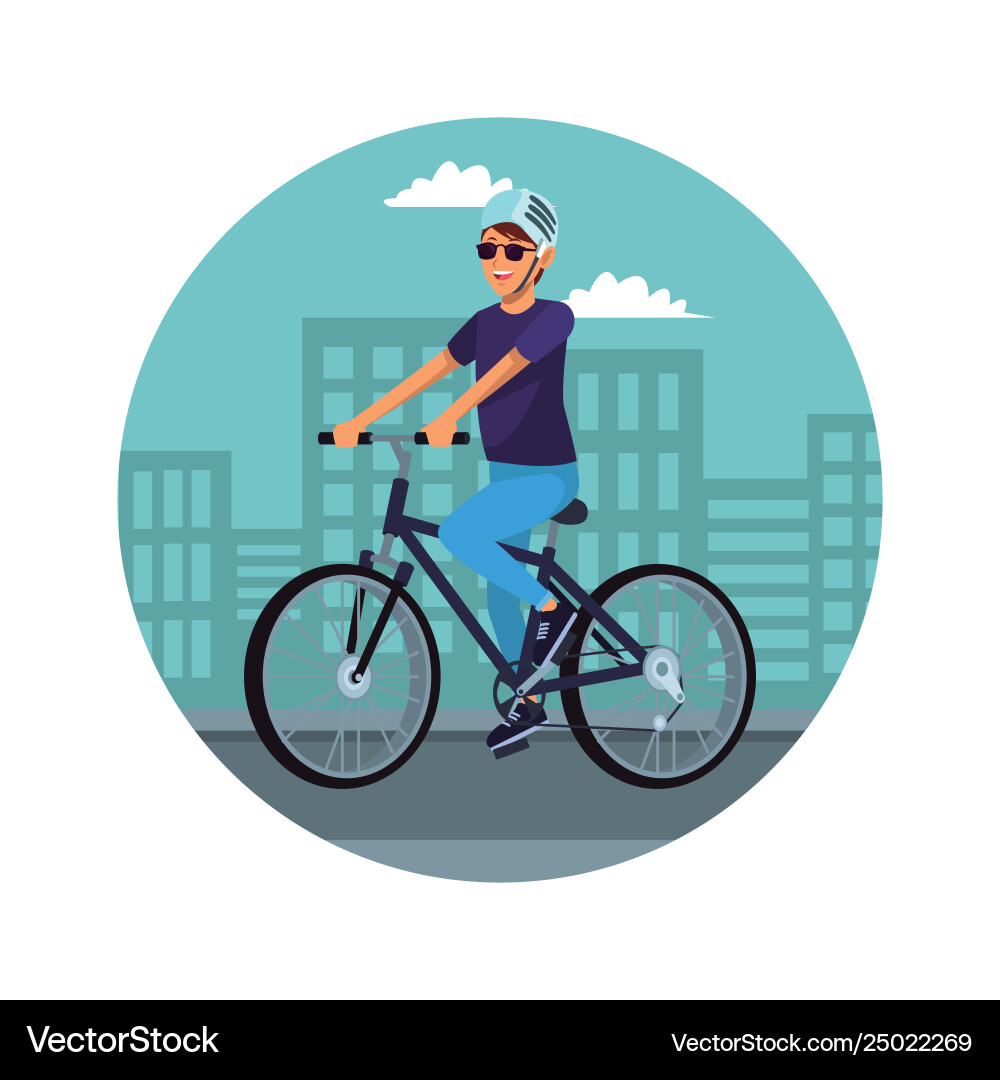Young man with bike Royalty Free Vector Image - VectorStock