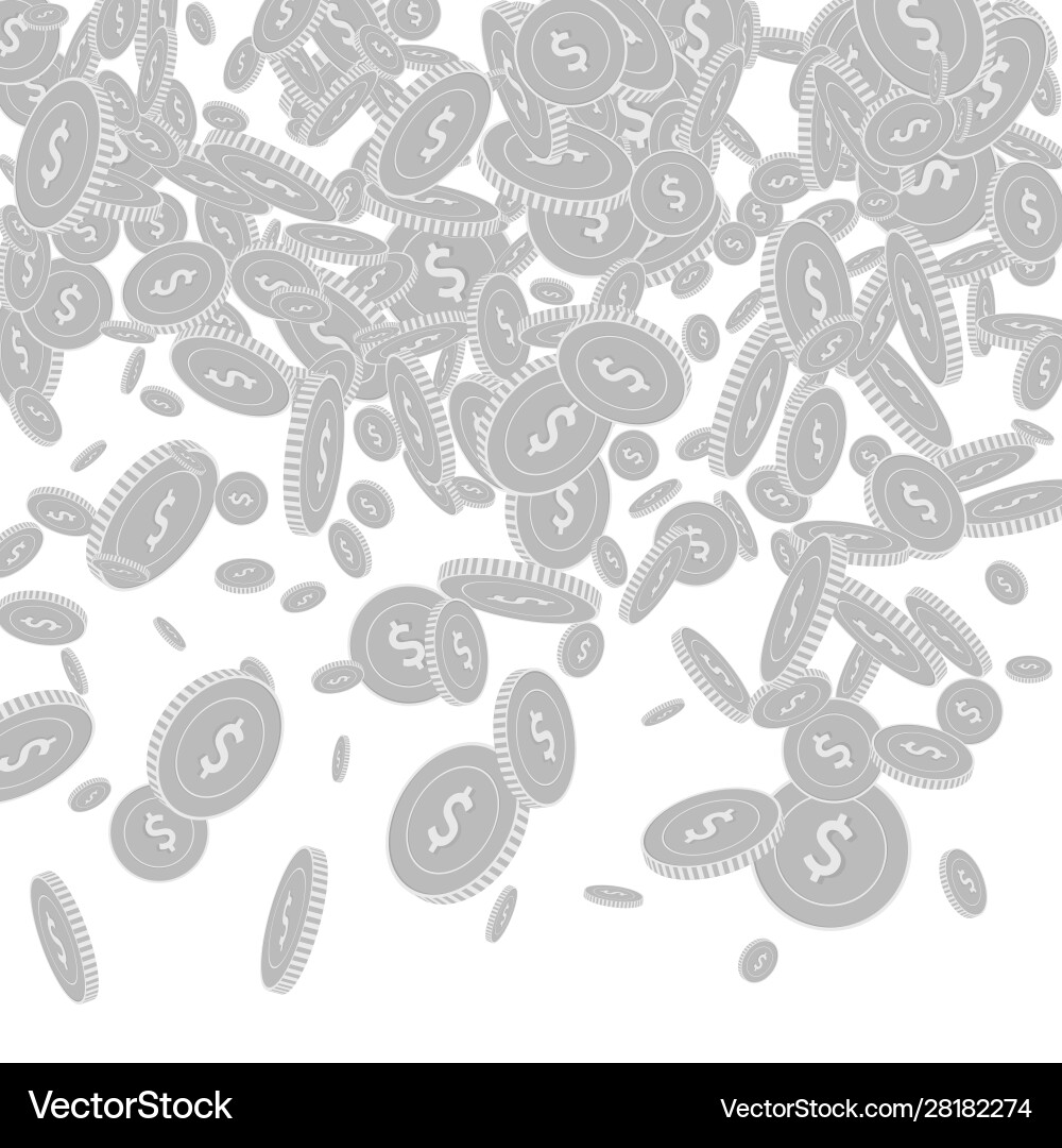 American dollar coins falling scattered black Vector Image