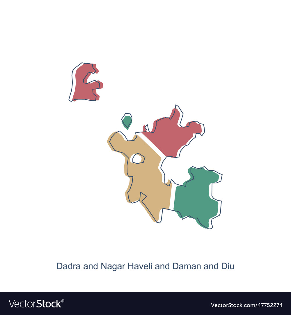 Map of dadra and nagar haveli and daman and diu Vector Image Map of dadra and nagar haveli and daman and diu Vector Image