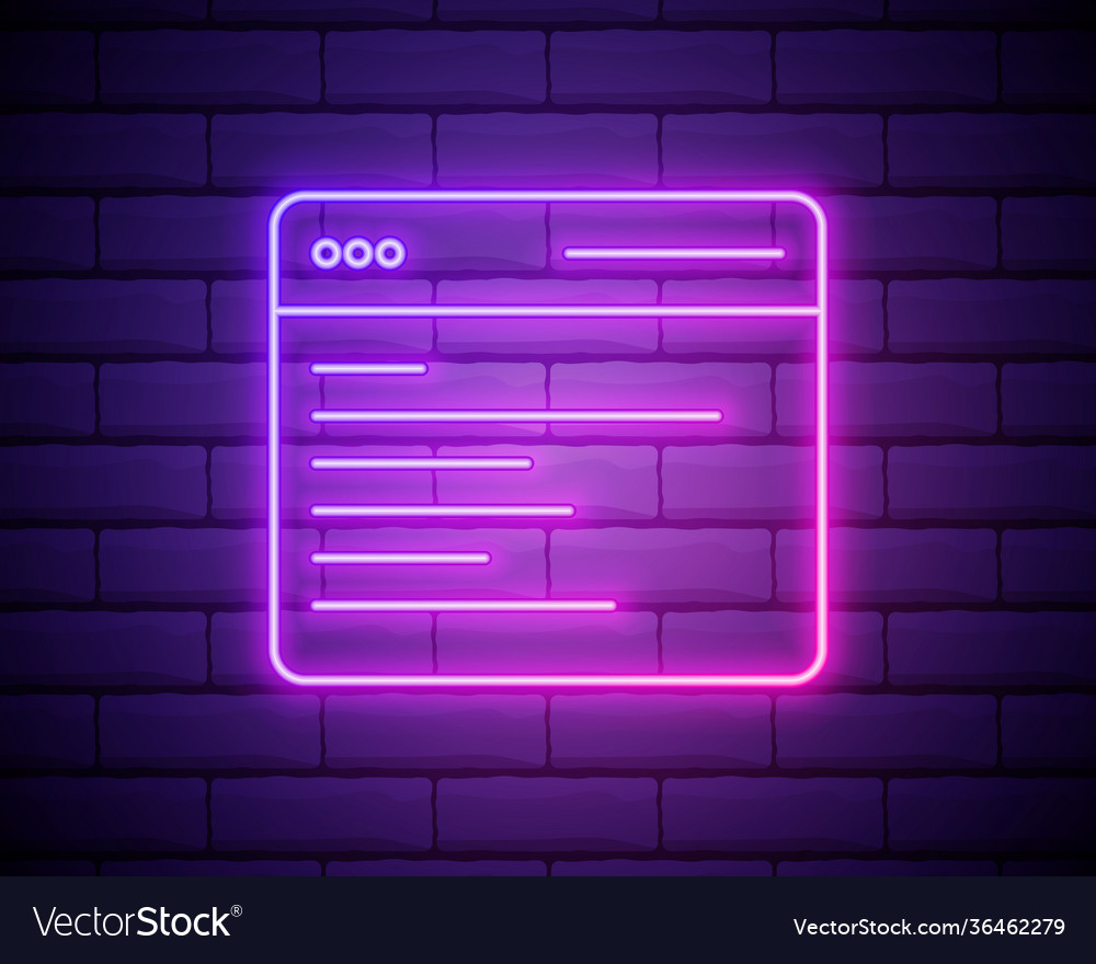 Browser search webpage neon icon elements Vector Image