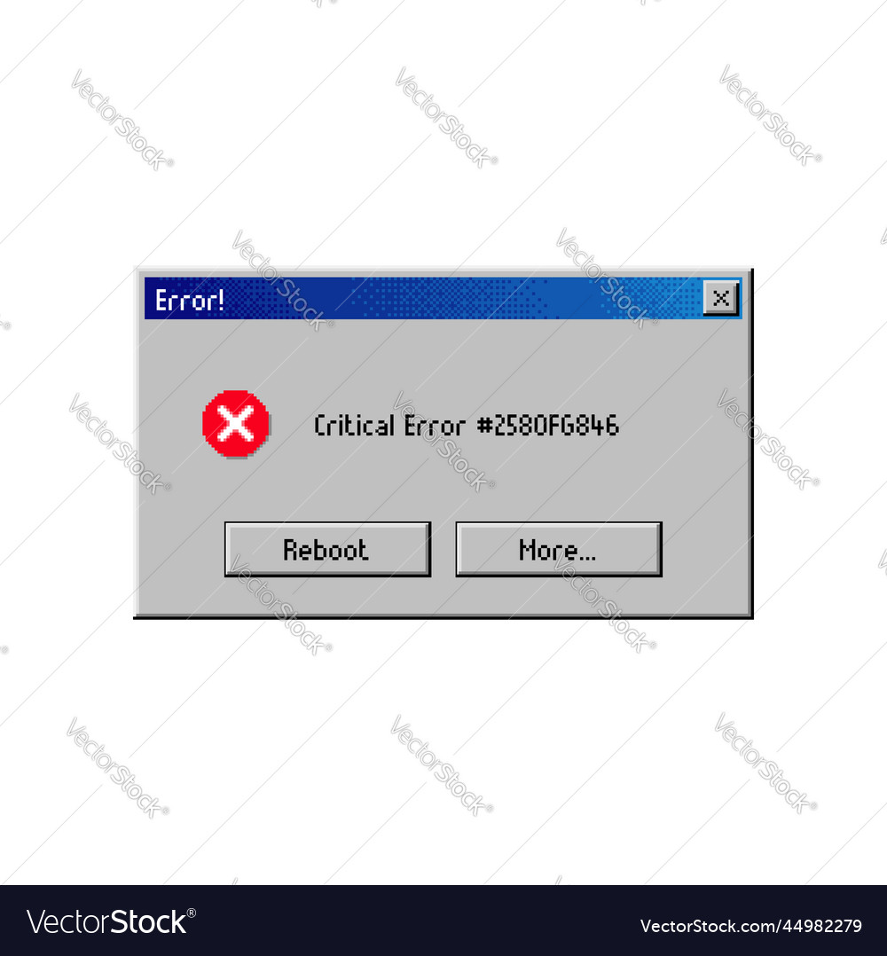 Critical error message window pc popup warning Vector Image