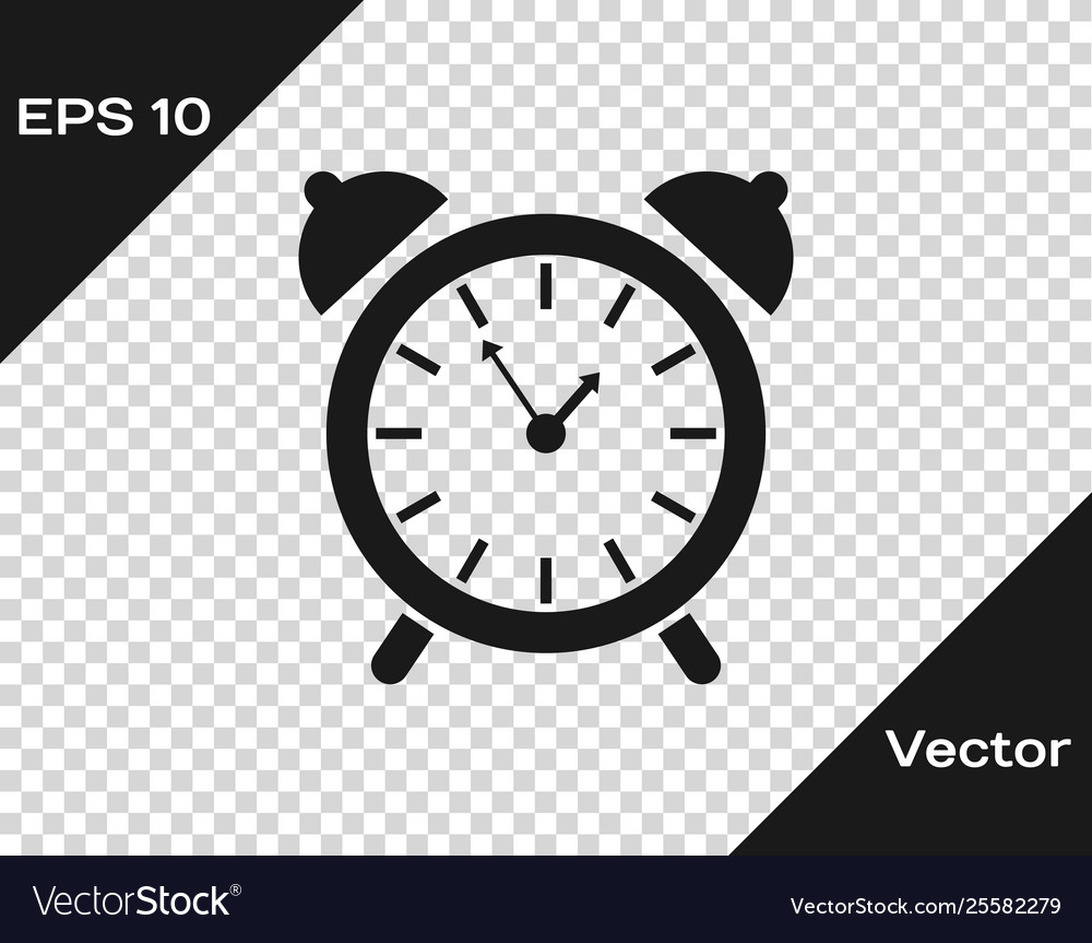 Grey alarm clock icon isolated on transparent Vector Image Grey alarm clock icon isolated on transparent Vector Image