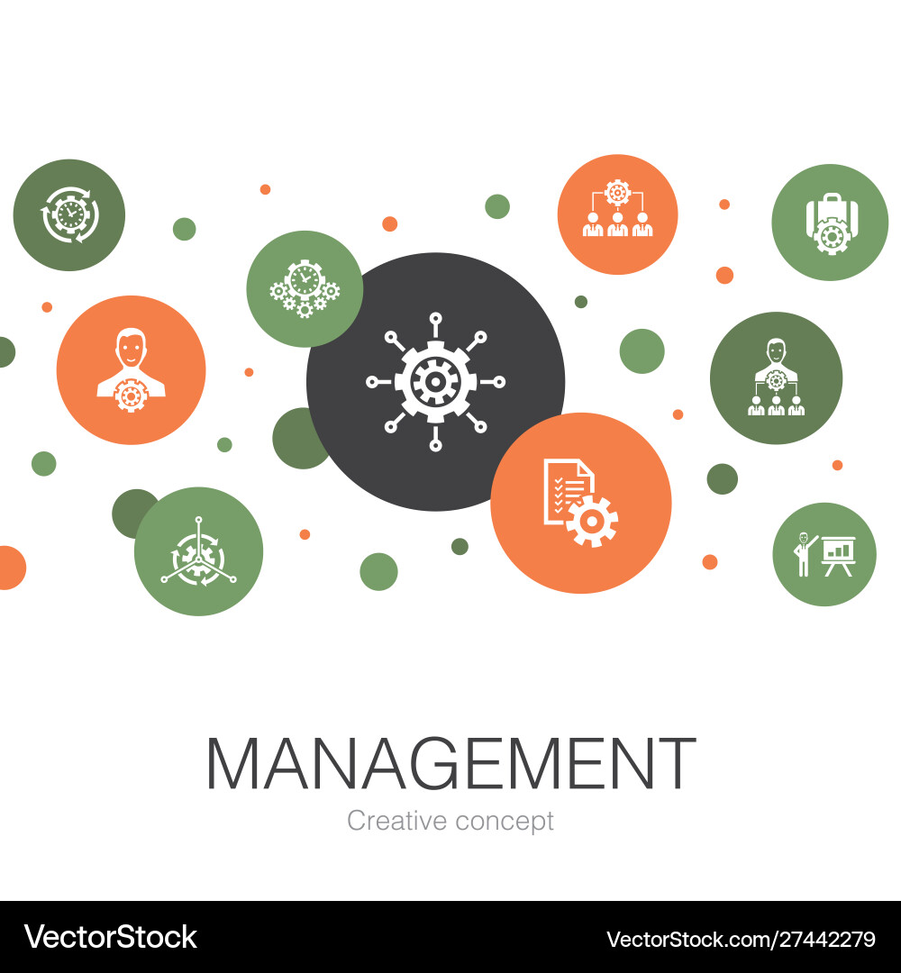 Management trendy circle template with simple Vector Image