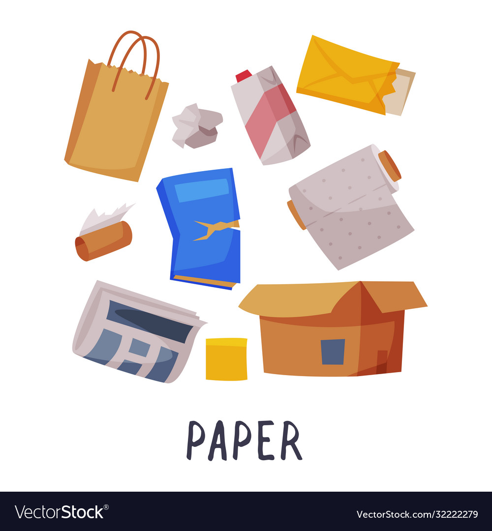 Paper waste sorting segregation and separation of Vector Image