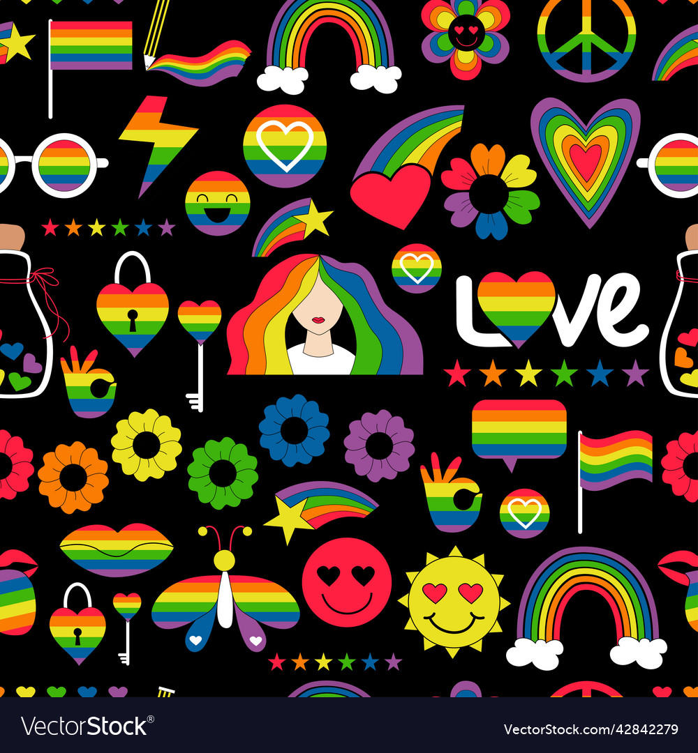 Seamless Pattern Lgbt Lgbtq Community Lesbian Vector Image