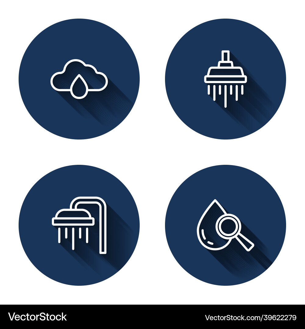 Set line cloud with rain shower and drop Vector Image