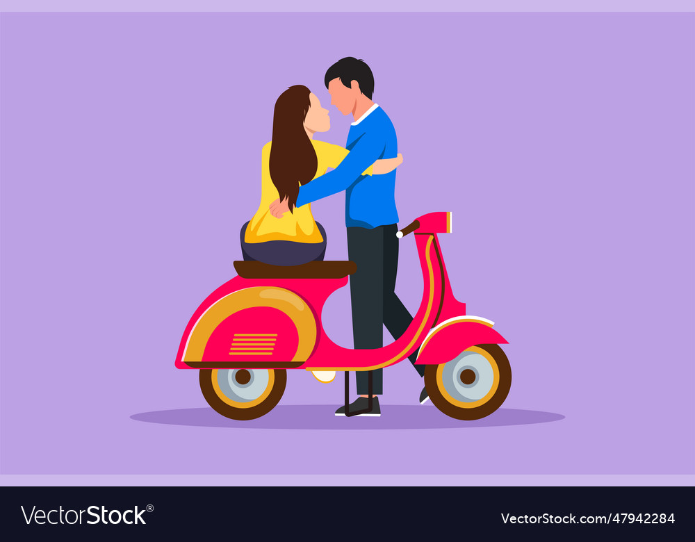 Cartoon Flat Style Drawing Happy Man And Woman Vector Image