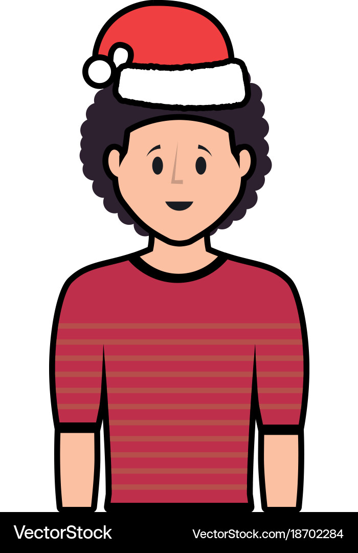 Cartoon man with christmas hat icon Royalty Free Vector