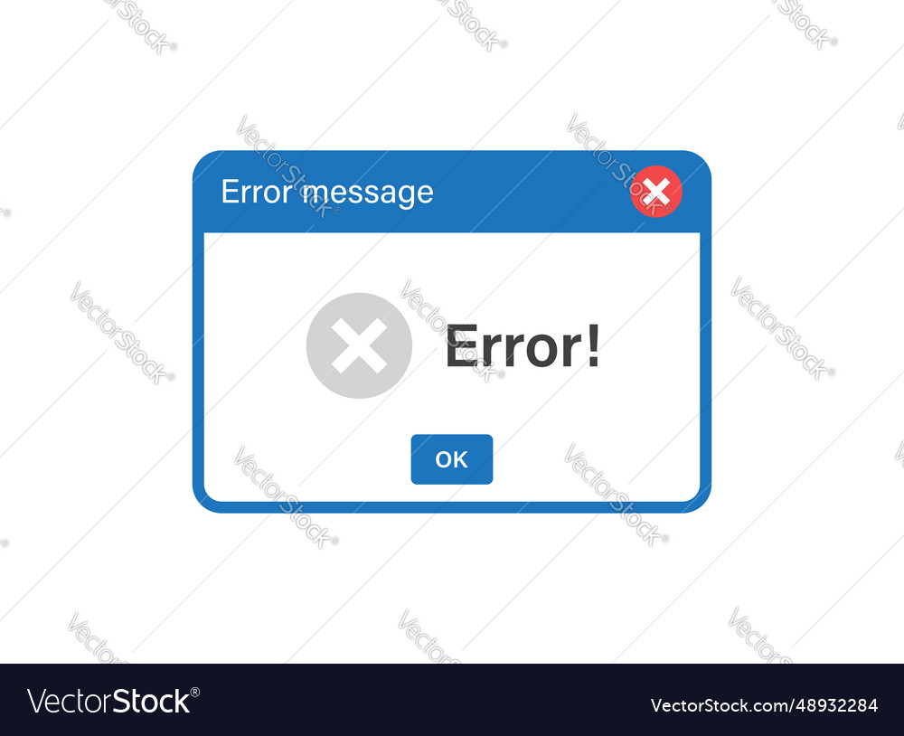 Error Message Icon In Flat Style Computer Window Vector Image