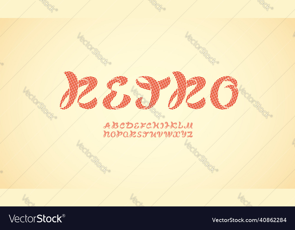 Retro Curvy Font Handwritten Script Alphabet Vector Image