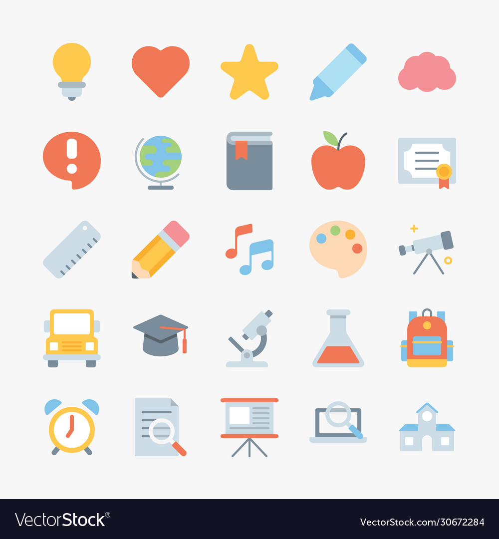 Simple set school related Royalty Free Vector Image
