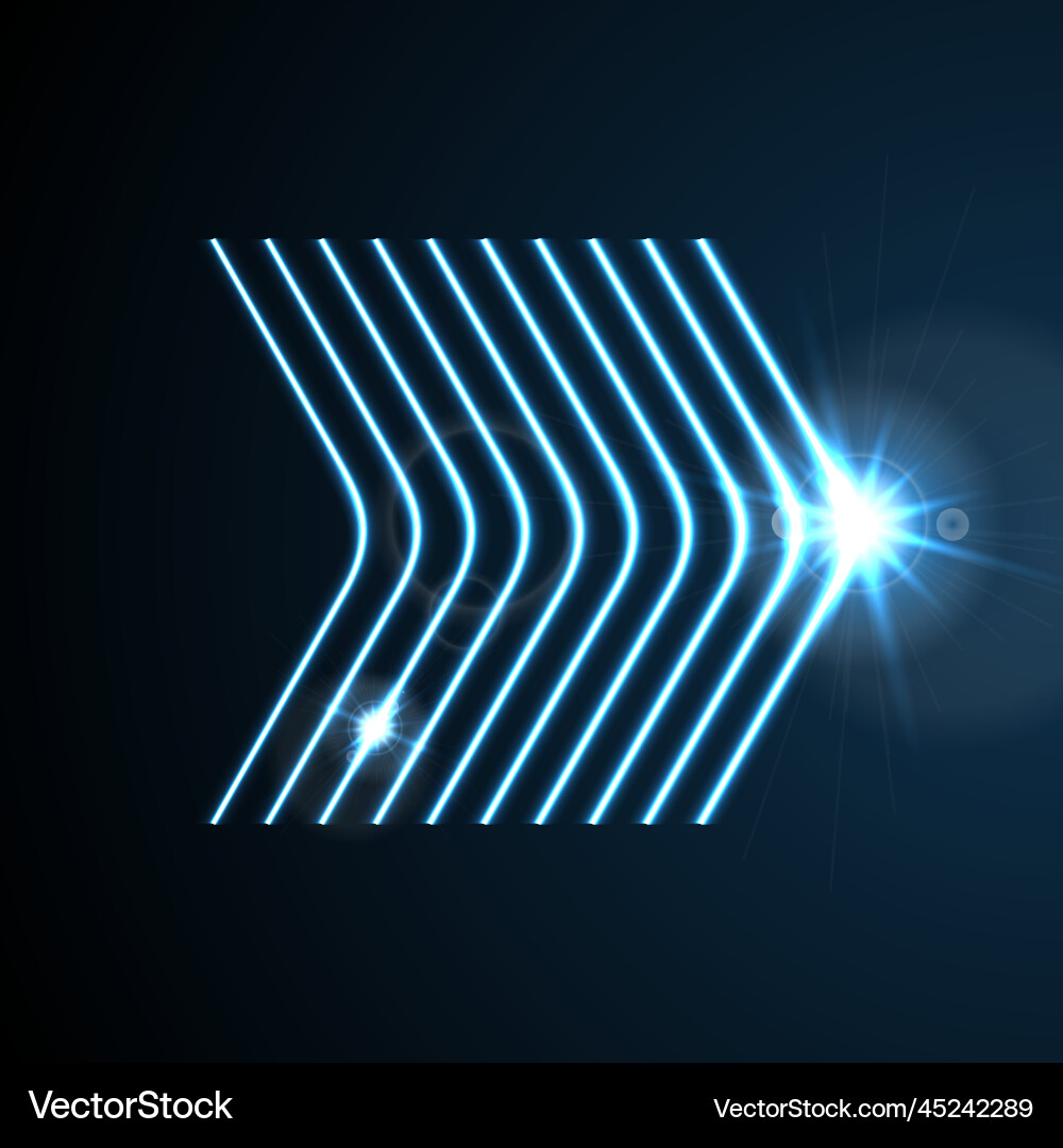 Glowing blue neon arrows shiny design Royalty Free Vector